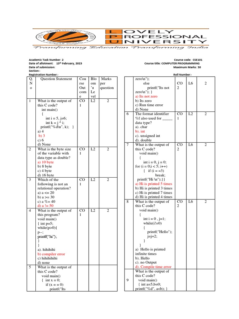 CA 2 MCQ Set1 | Download Free PDF | C (Programming Language) | Systems Engineering