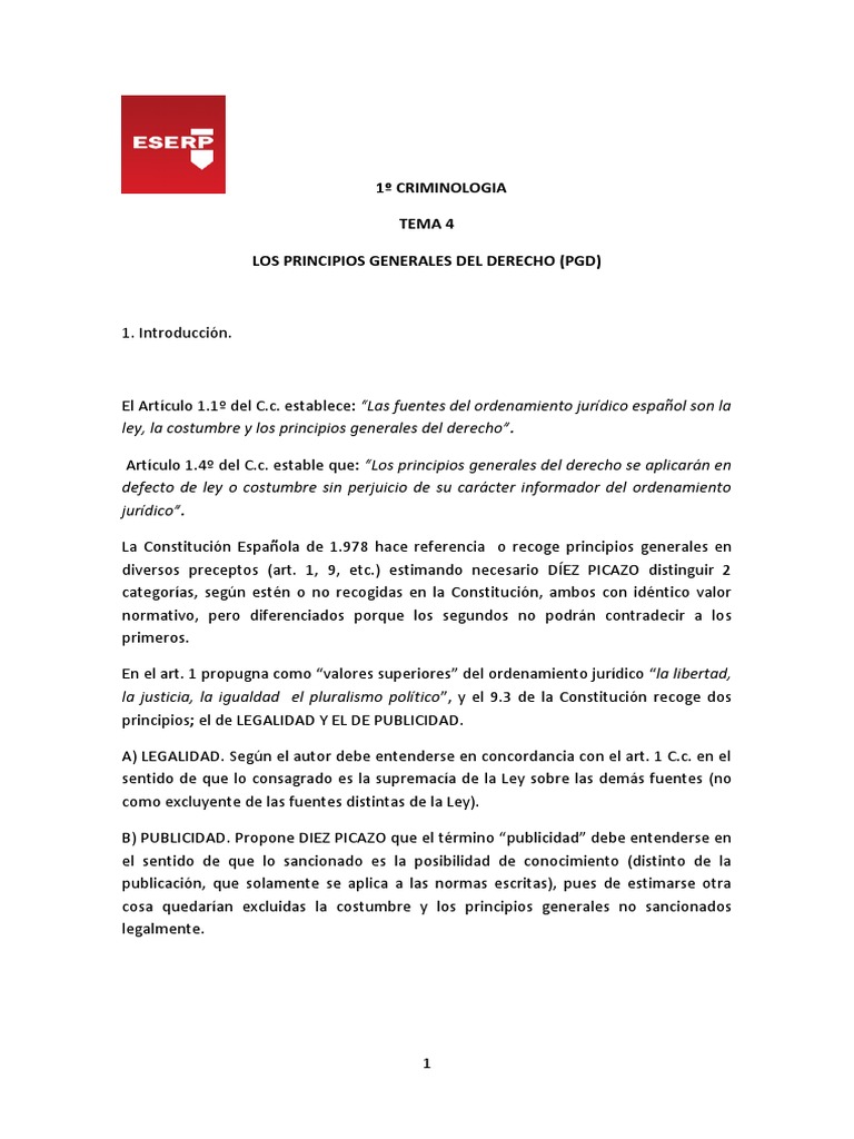 Tema 4 Los Principios Generales Del Derecho Pdf La Ley Natural
