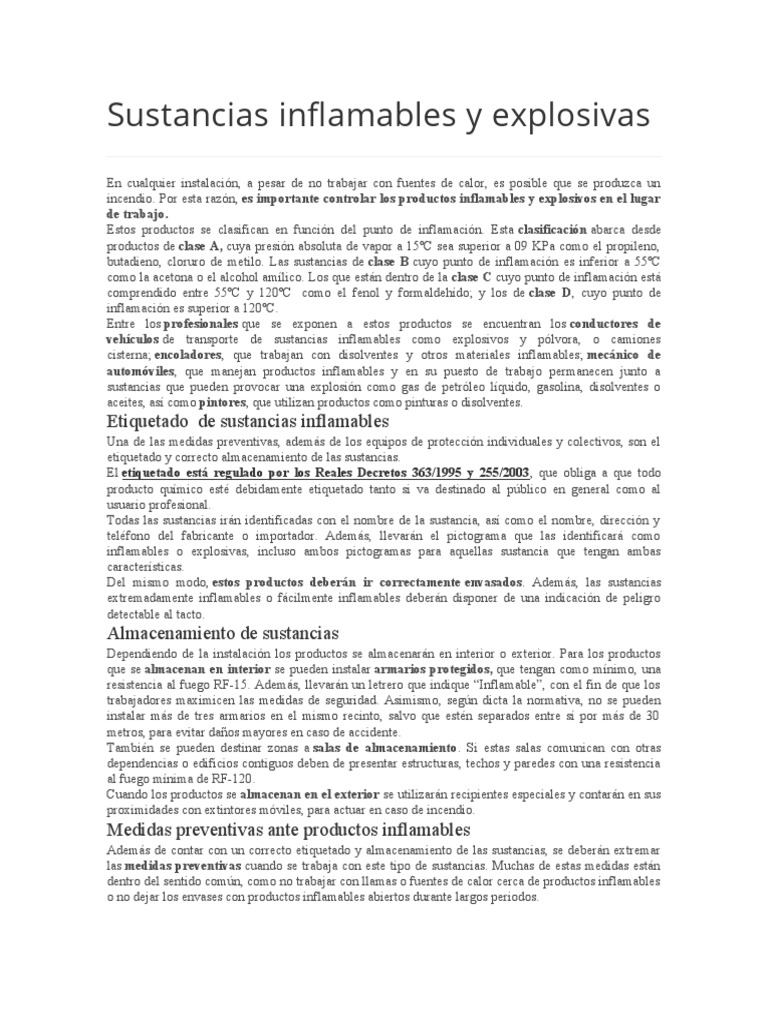 Sustancias Inflamables y Explosivas | PDF | Solvente | Química