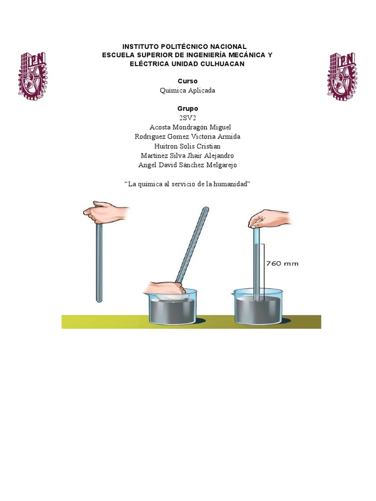 Experimento de Torricelli y presión atmosférica | PDF | Presión ...