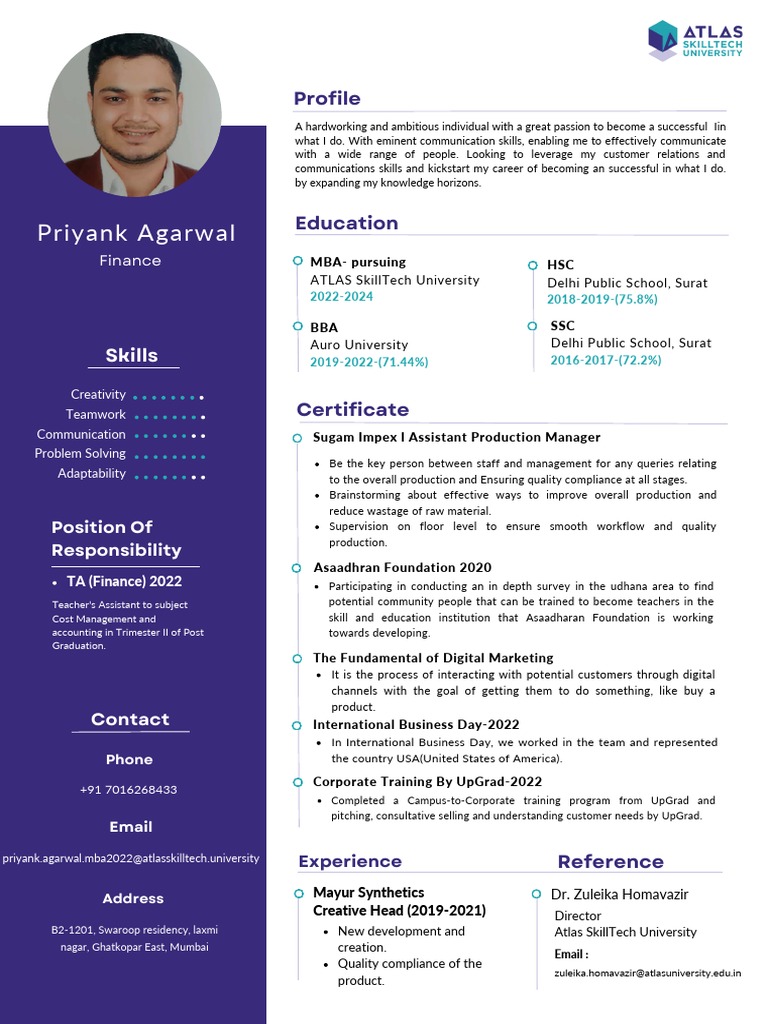 Priyank Agarwal - CV - MBA PDF | PDF | Business | Communication