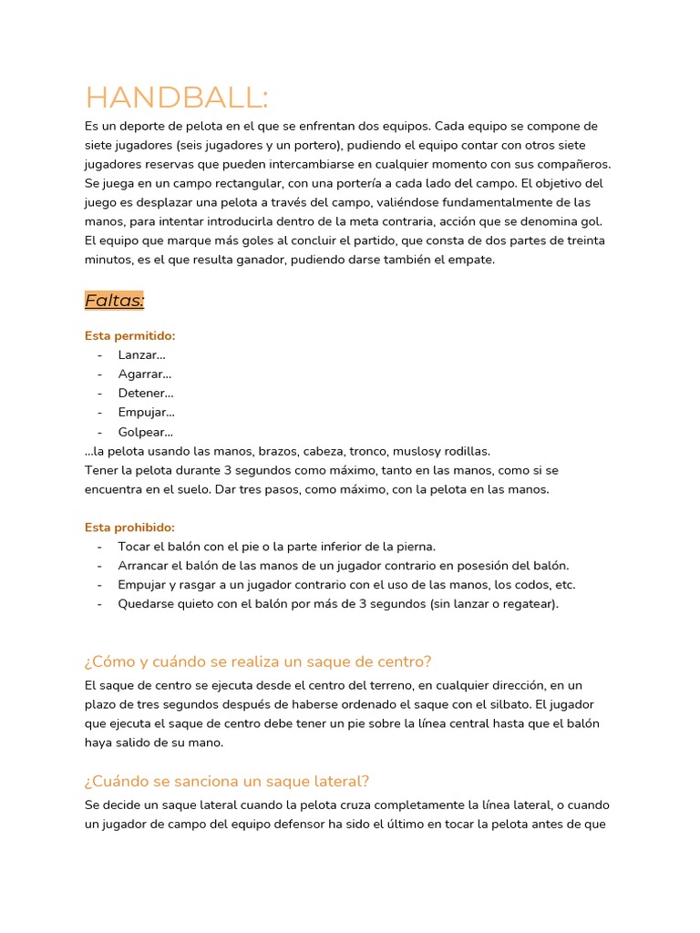 Reglamento Handball | PDF | Variantes deportivas | Códigos de fútbol