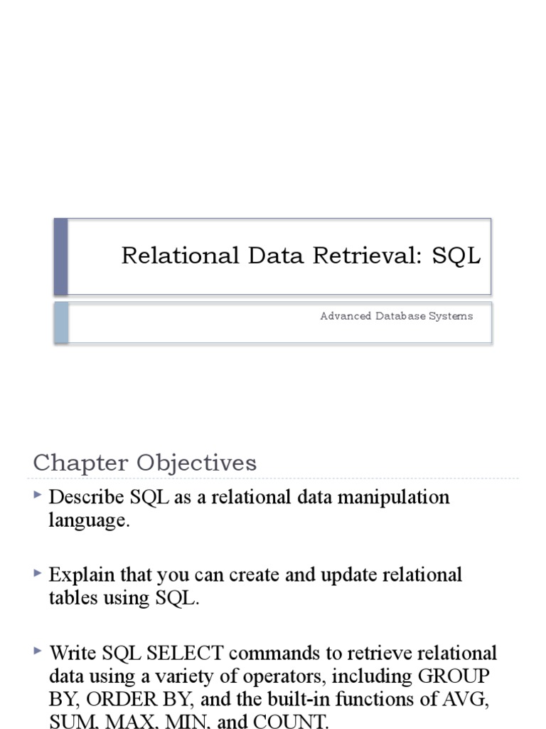 Lesson01 Relational Data Retrieval SQL | PDF | Relational Database | Databases