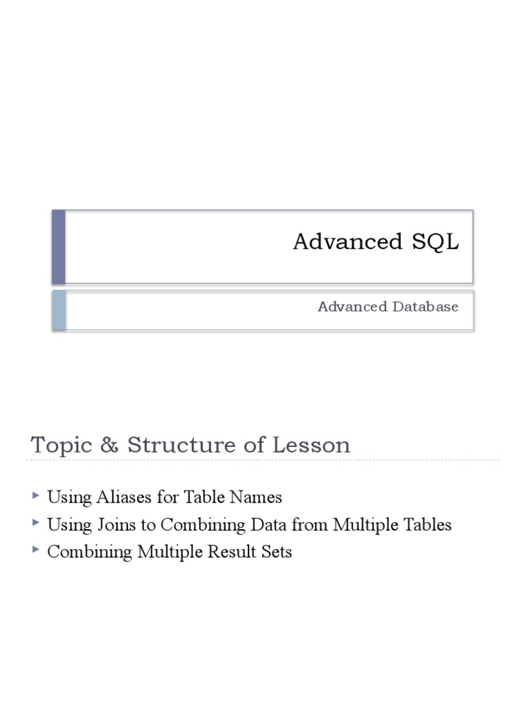 Lesson02 Advanced SQL - Join | PDF | Table (Database) | Software Engineering