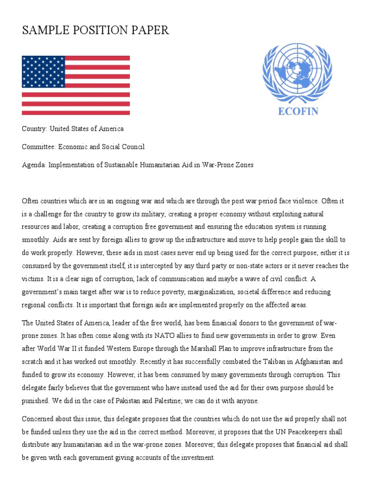Sample Position Paper | PDF | Politics | Social Science