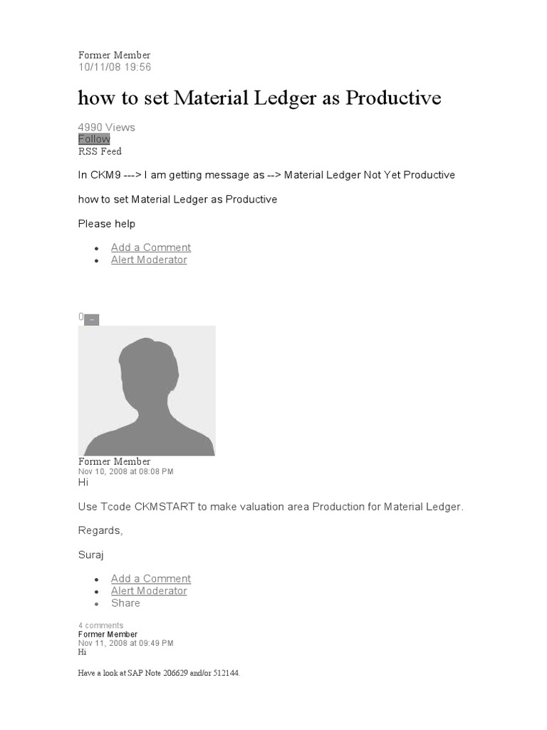 How To Set Material Ledger As Productive | PDF | Computers