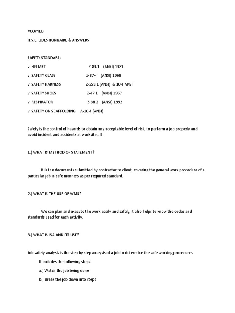 Hse Q & A | PDF | Combustion | Fires