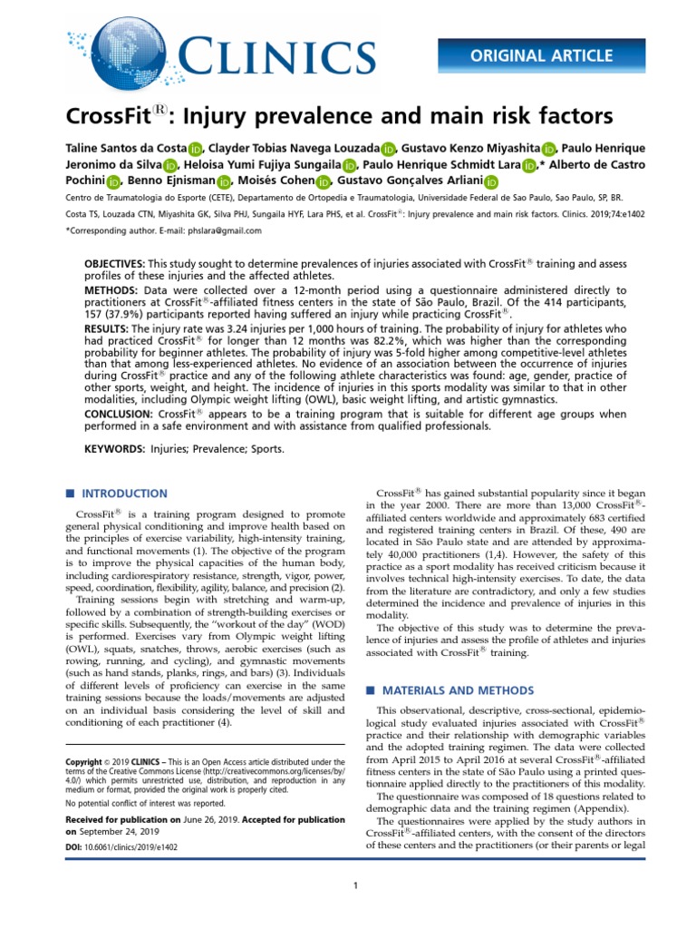 CrossFit®-Injury Prevalence and Main Risk Factors (Curiosidade) | PDF ...
