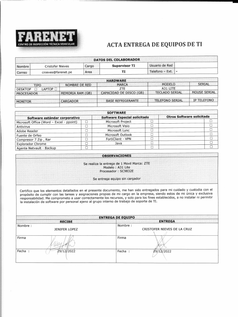 Cargo Entrega Movil | PDF