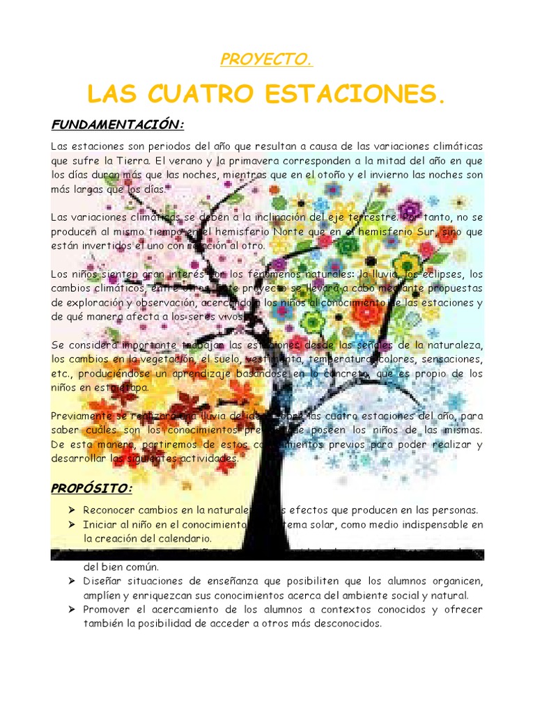 PROYECTO 4 ESTACIONES de 4 y 5 Años | PDF | Naturaleza | Tierra