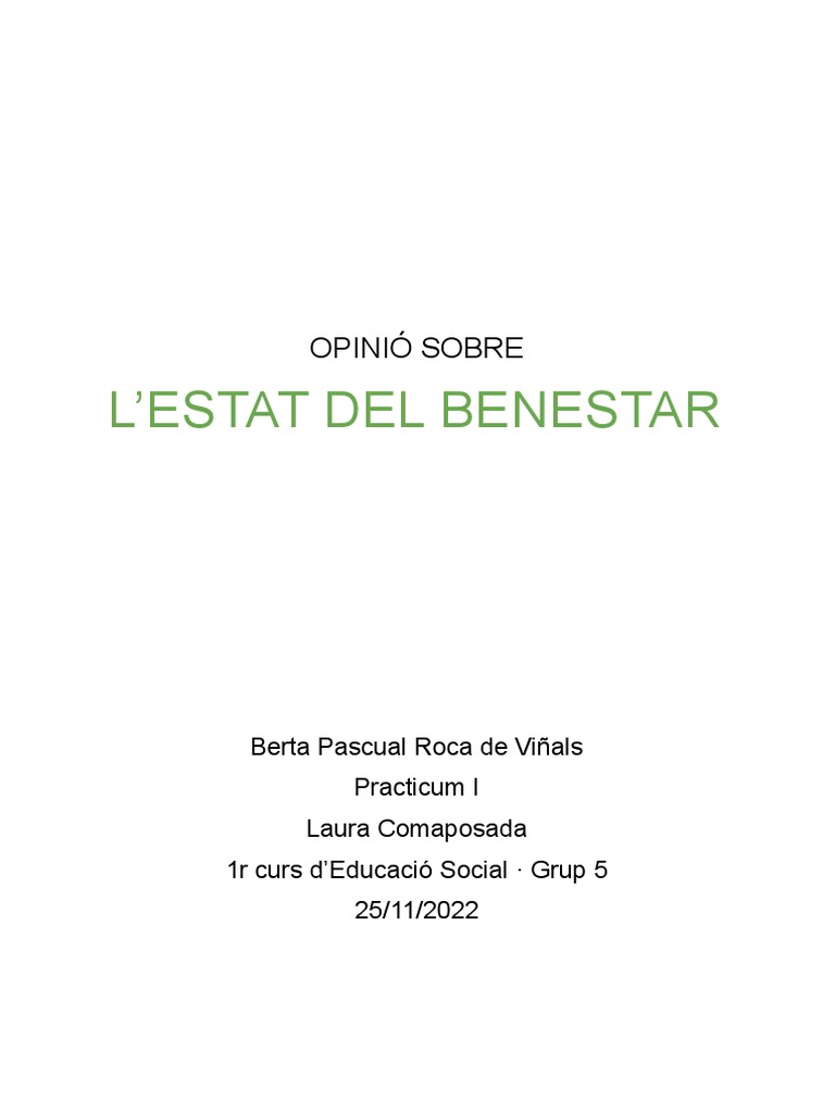 Practicum 1 - Estat Del Benestar | PDF