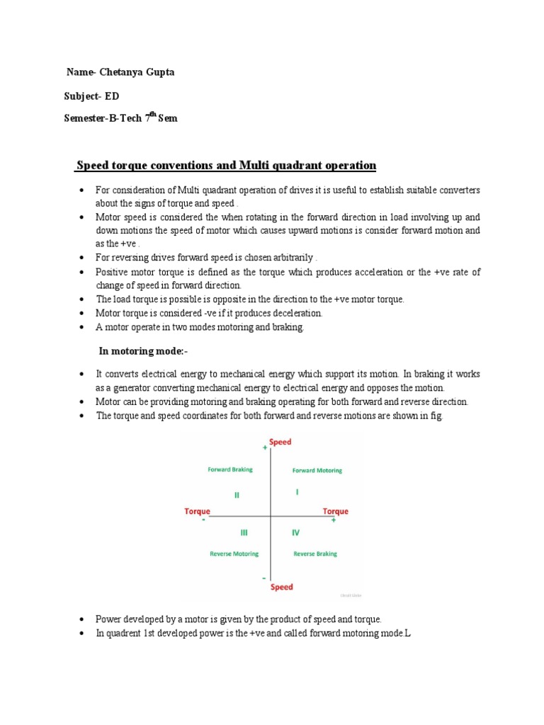 Multi-Quadrant Operation of Drives: Speed Torque Conventions and Signs ...