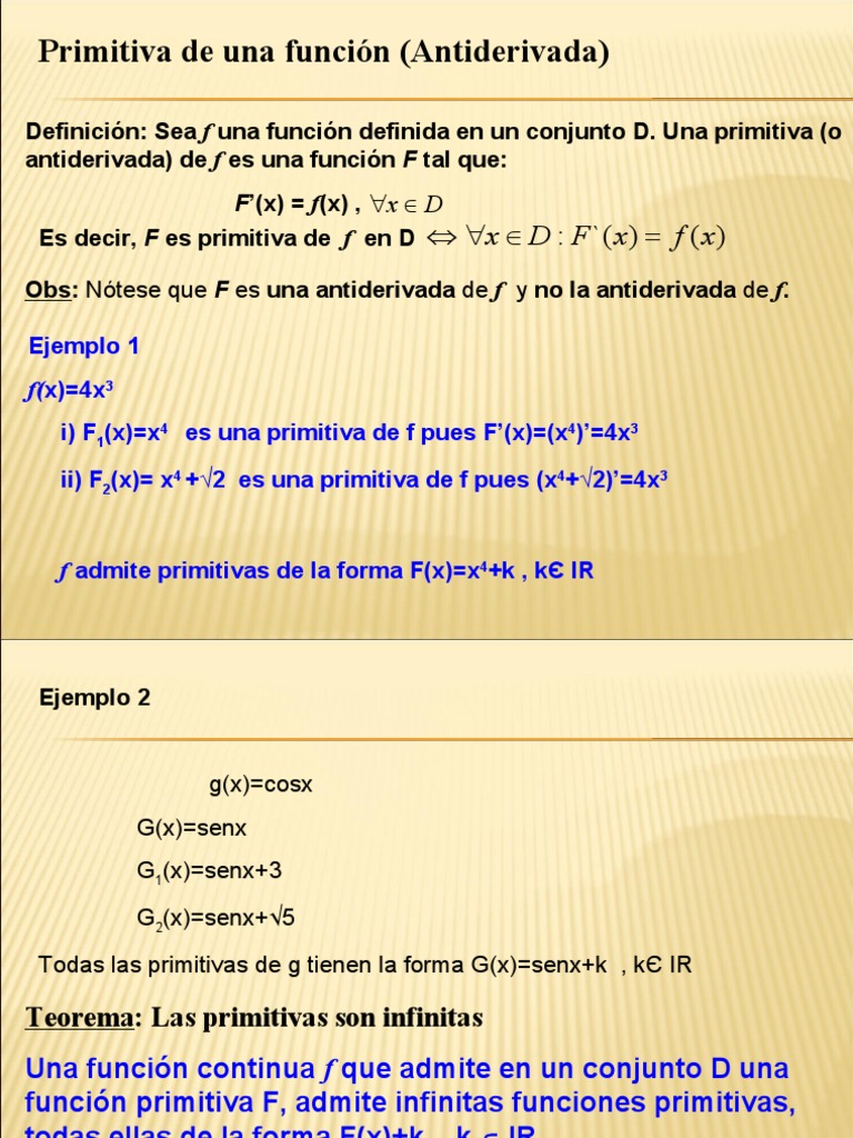 Primitiva | PDF | Integral | Conceptos matemáticos