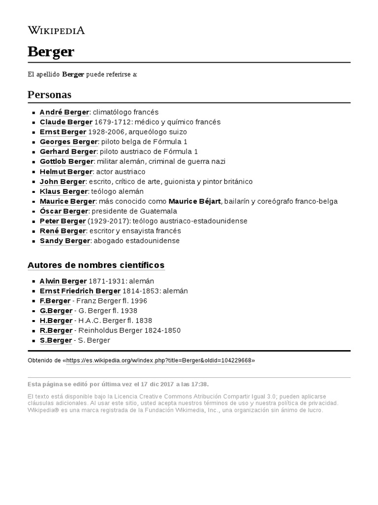 Origen del apellido Berger | PDF | Deportes y actividades al aire libre ...