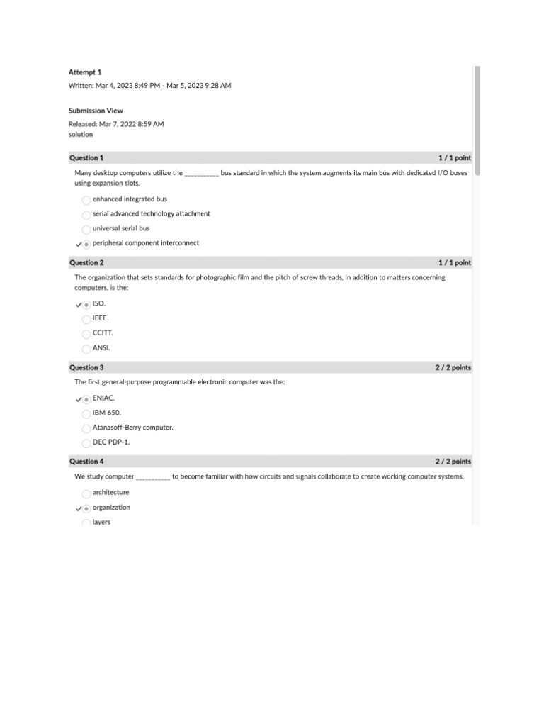 CSC 340 - Quiz 1 | PDF