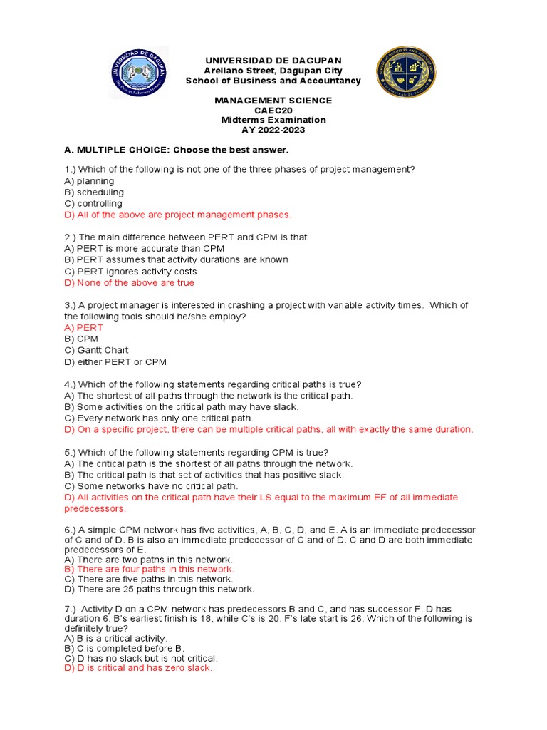 1KA SET A Management Science | PDF | Applied Mathematics | Analysis