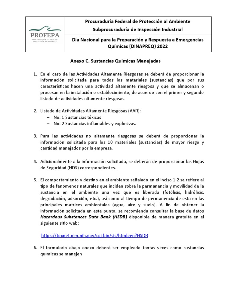 Anexo C. Sustancias Qu Micas Manejadas | PDF | Materiales | Naturaleza
