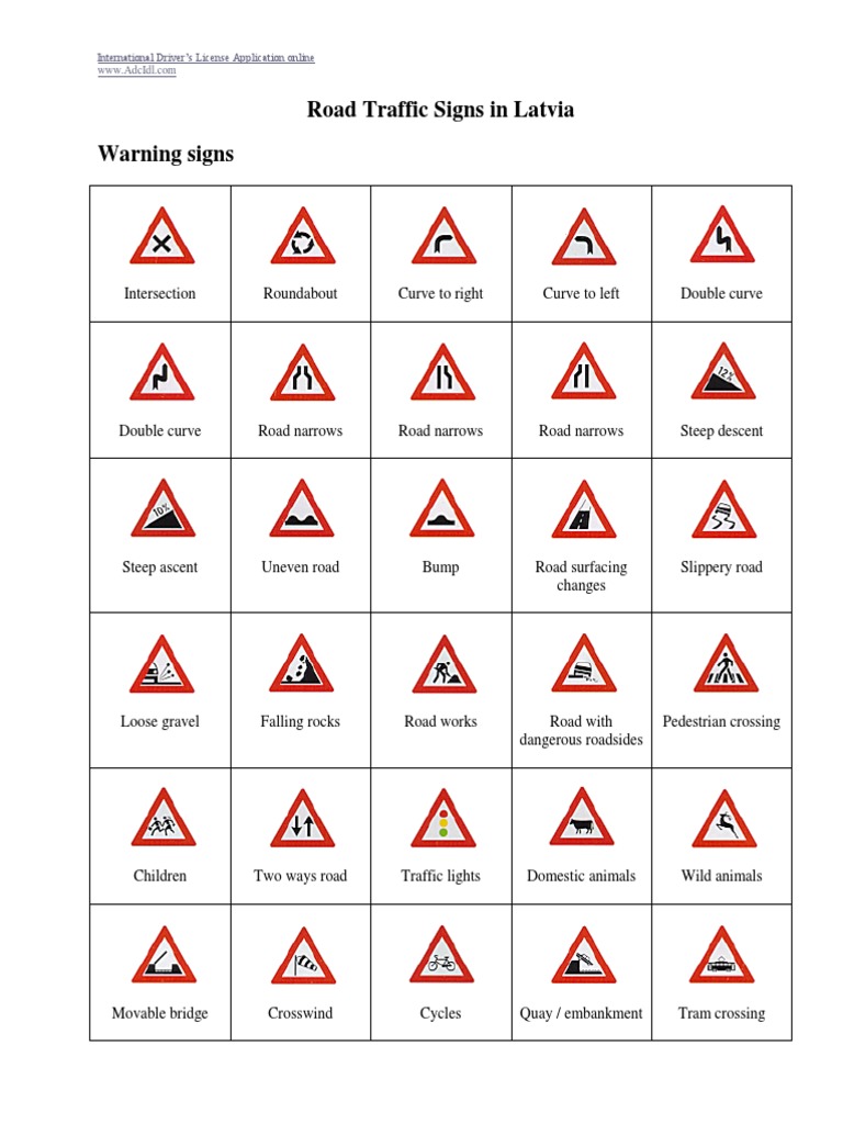Latvian Road Traffic Signs | PDF | Traffic | Road