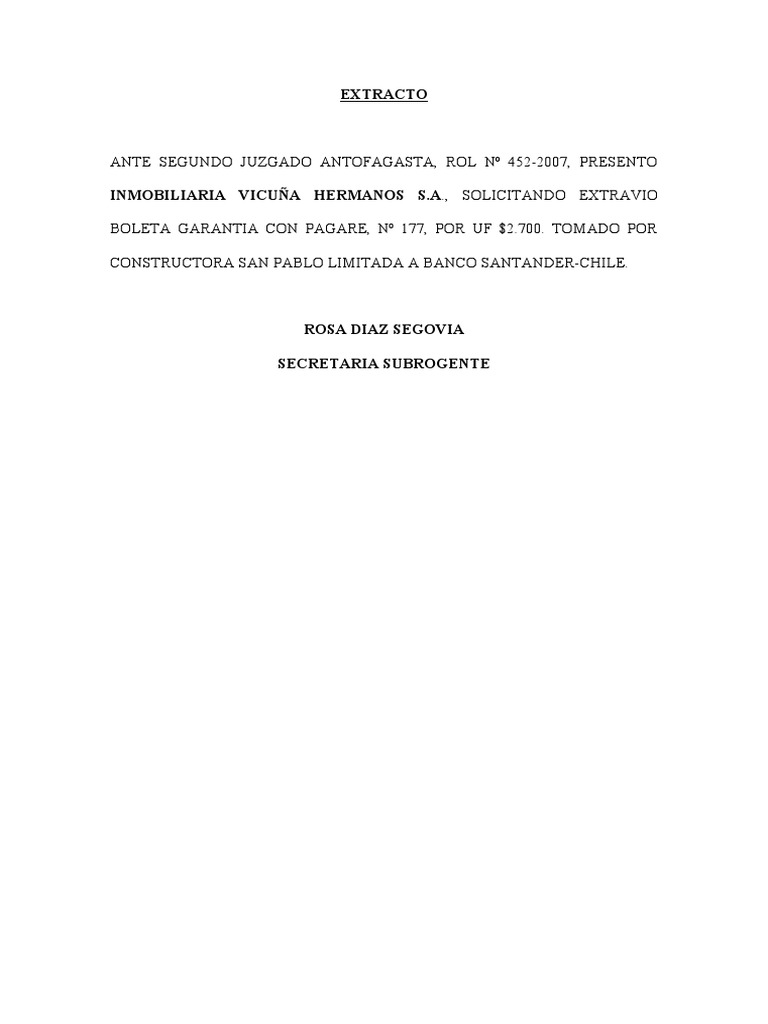 EXTRACTO. Extravio | PDF