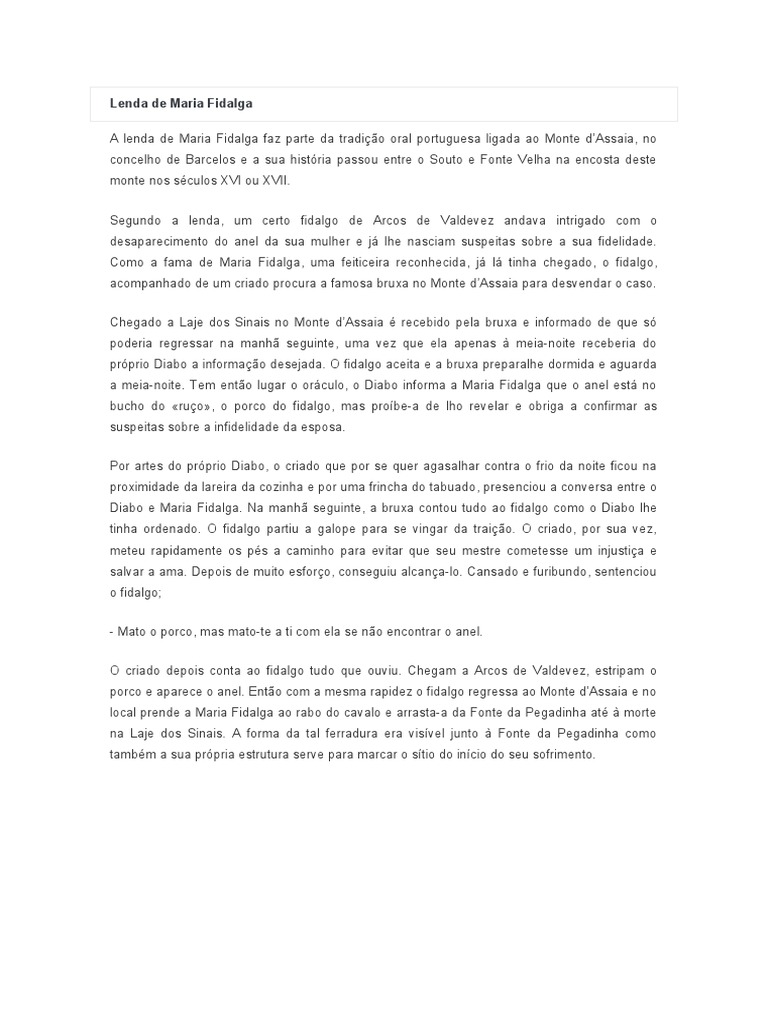 Lenda de Maria Fidalga | PDF