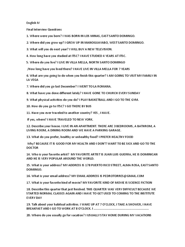 English IV FINAL EXAM | PDF