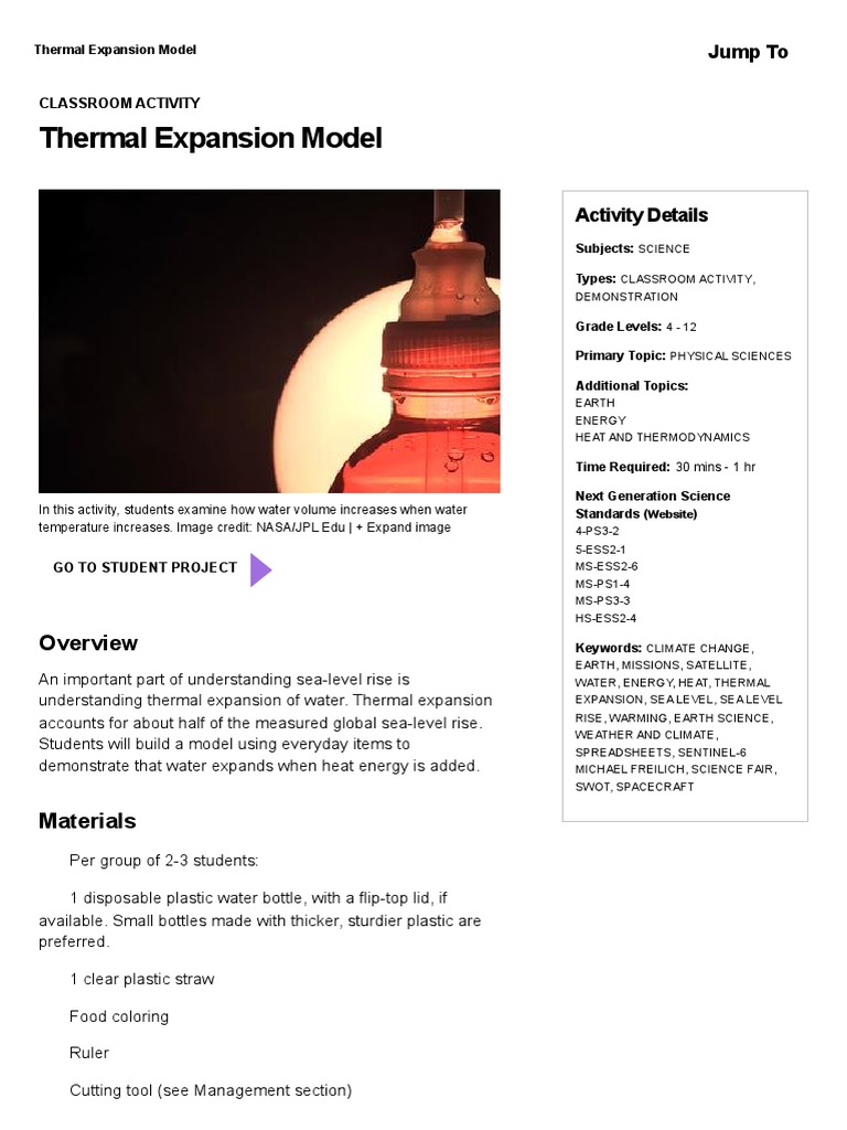 NASA - Thermal Expansion Model (Lab Report Guide) PDF | PDF | Sea Level ...