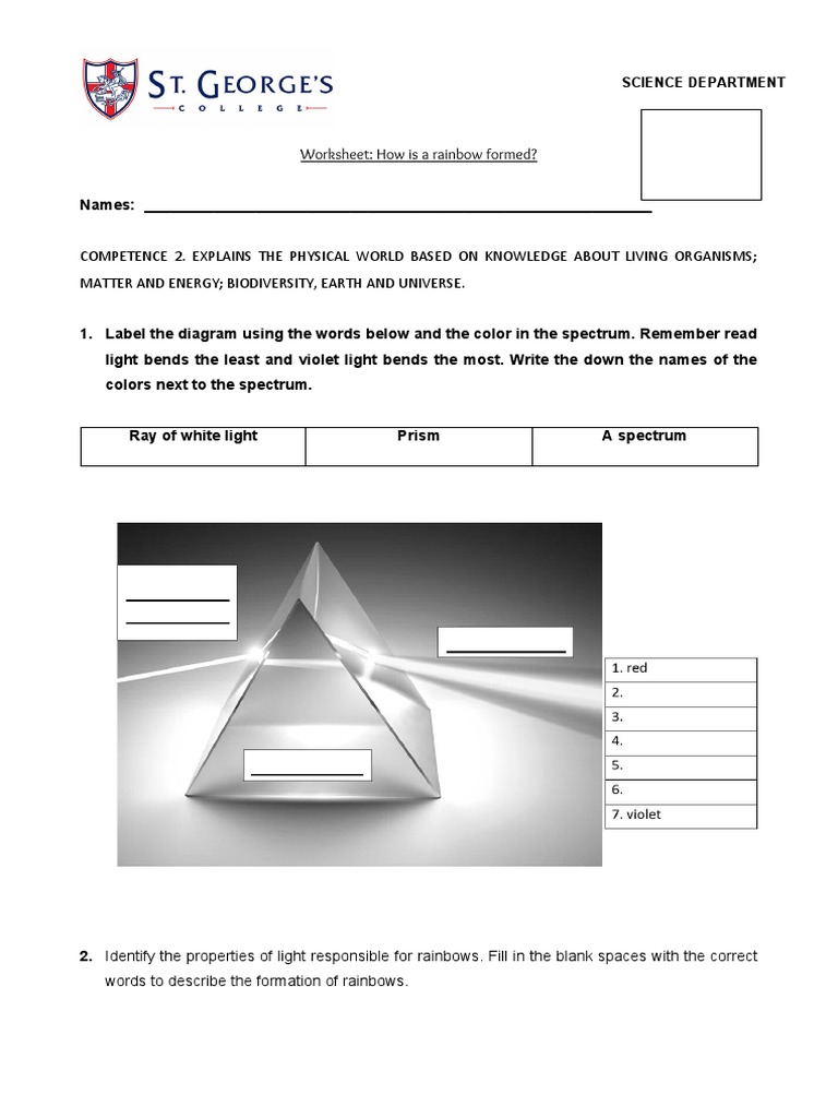 G7 WS - How Is A Rainbow Formed | PDF