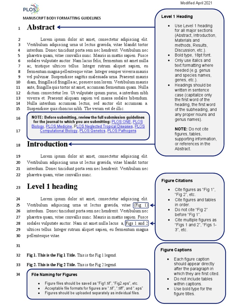 PLOS Manuscript Body Formatting Guidelines | PDF | Written ...