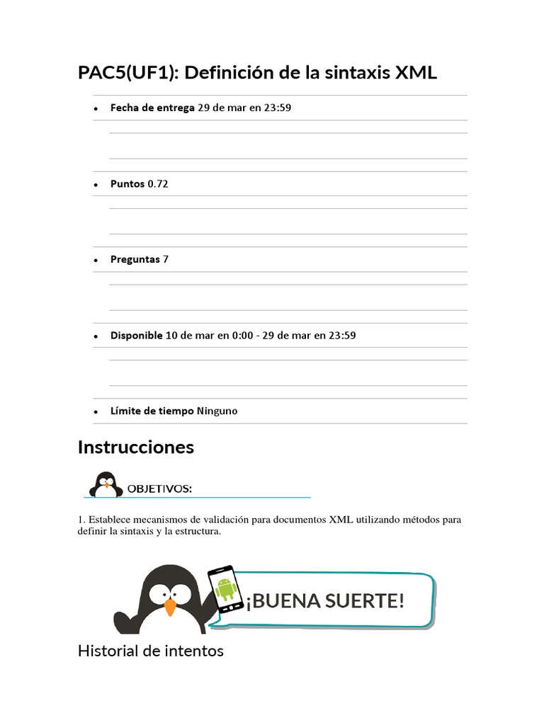 PACs 5 y 6 Lenguajes de Marcas | Descargar gratis PDF | Xml | Datos de ...