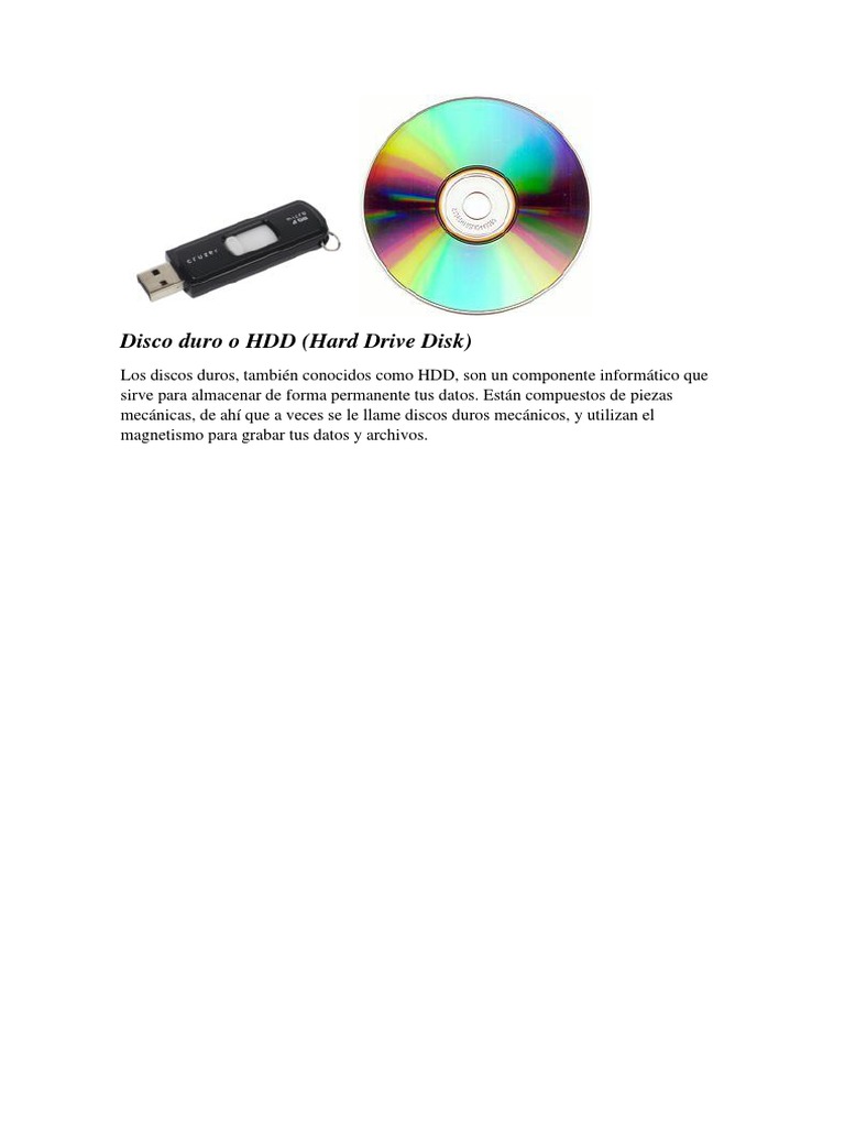 Disco Duro o HDD (Hard Drive Disk) | PDF