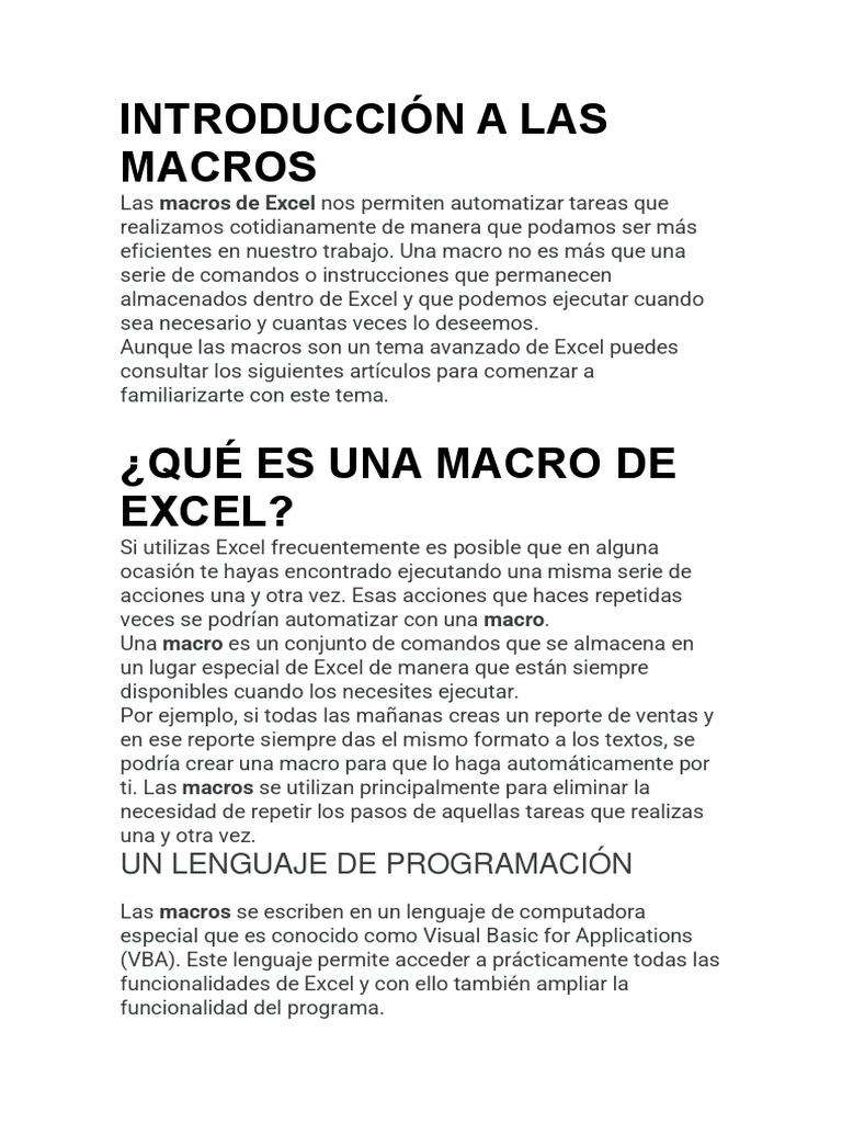 Introducción A Las Macros | PDF | Macro (informática) | Microsoft Excel