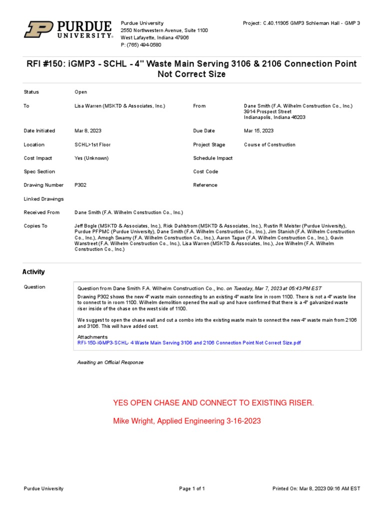 RFI 150 Response | PDF | Plumbing | Architectural Design