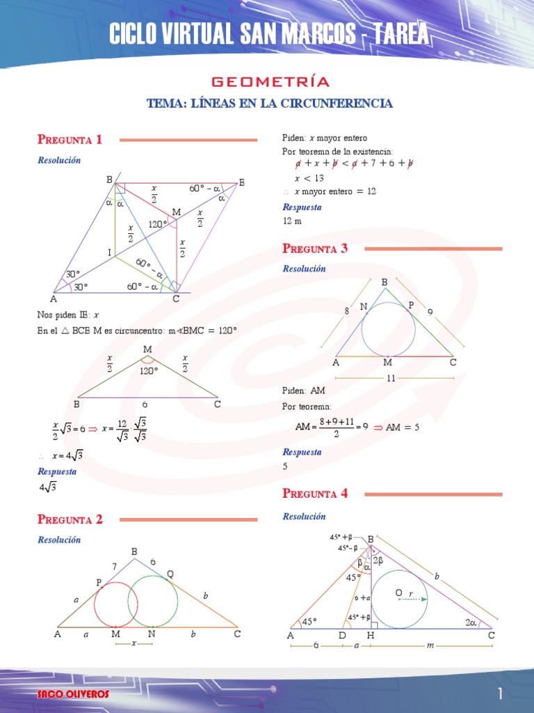 3 - Geom - 5° PRE - Cap 6 - Tarea - 22 | Descargar gratis PDF | Geometría Elemental | Geometría ...