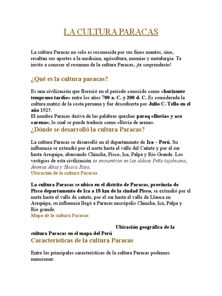 La Cultura Paracas | PDF