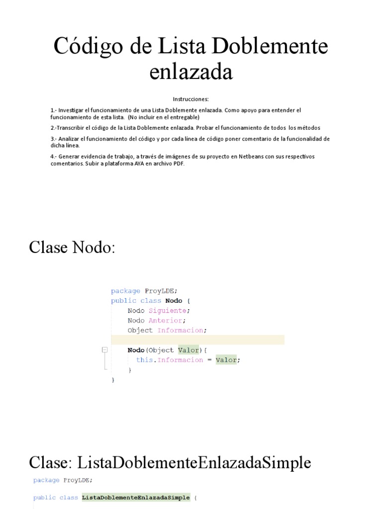 Código de Lista Doblemente Enlazada | PDF