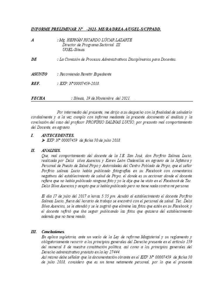 Informe Preliminar | PDF | Gobierno