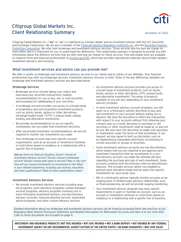 CPWM Form Crs | PDF | Investment Fund | Securities (Finance)