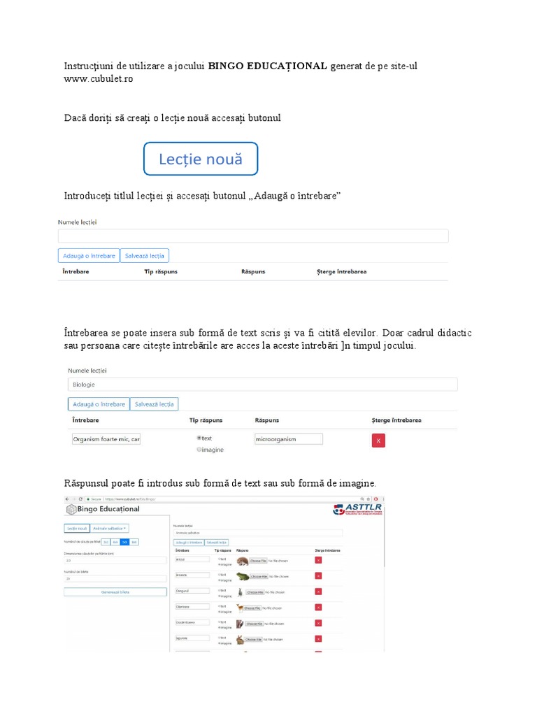 Instructiuni EduBingo | PDF