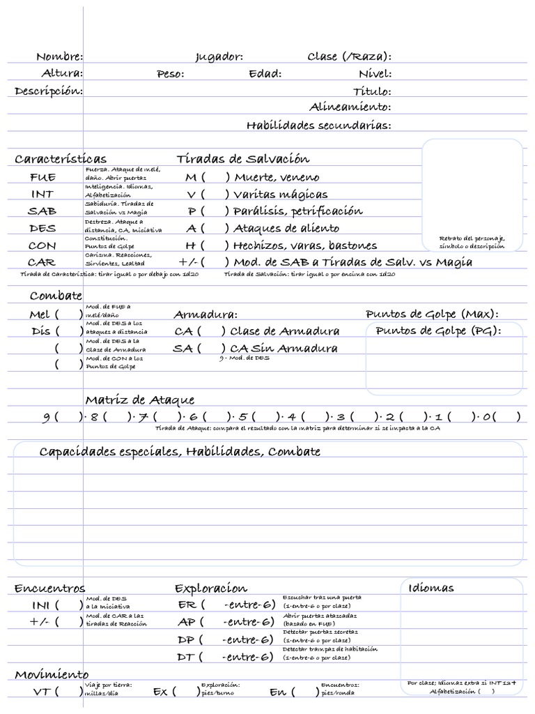 (ES) Old-School Essentials Character Sheet | PDF