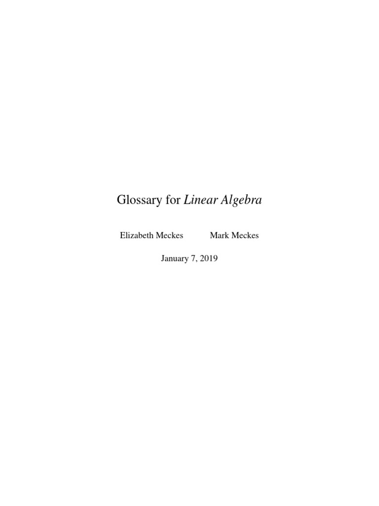 Glossary For Linear Algebra | PDF | Eigenvalues And Eigenvectors ...