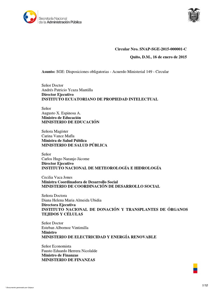 Circular Snap 2015 Ac.m 149 | PDF | Ministerio (Departamento de ...
