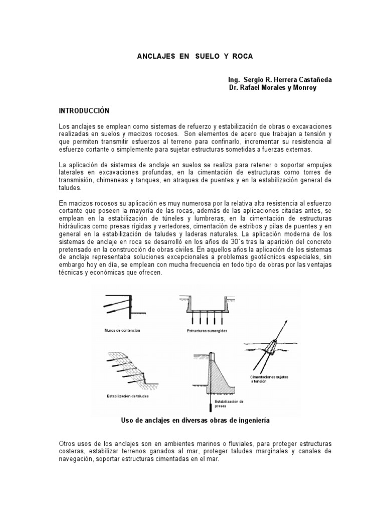 Anclajes en Suelo y Roca: Tipos y Usos | PDF | Fundación (Ingeniería ...