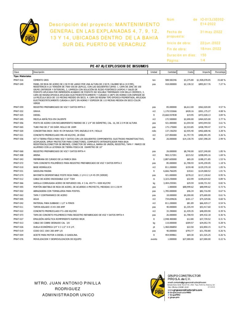 Explosion de Insumos Original | PDF | Sector secundario de la economía ...