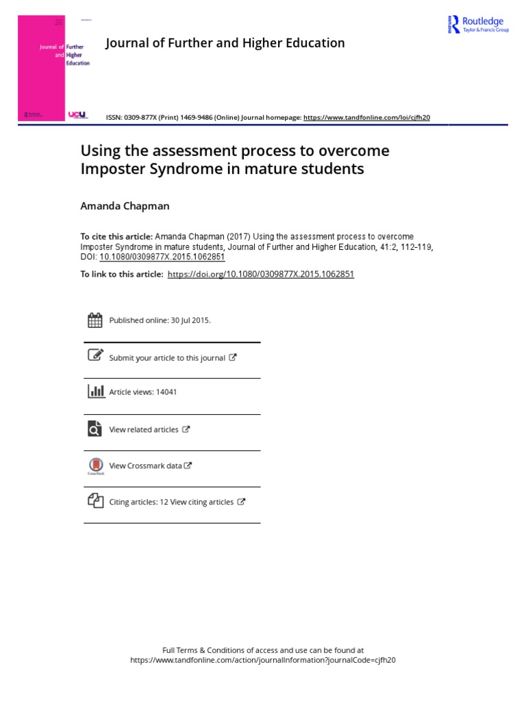Using the assessment process to overcome Imposter Syndrome in mature ...