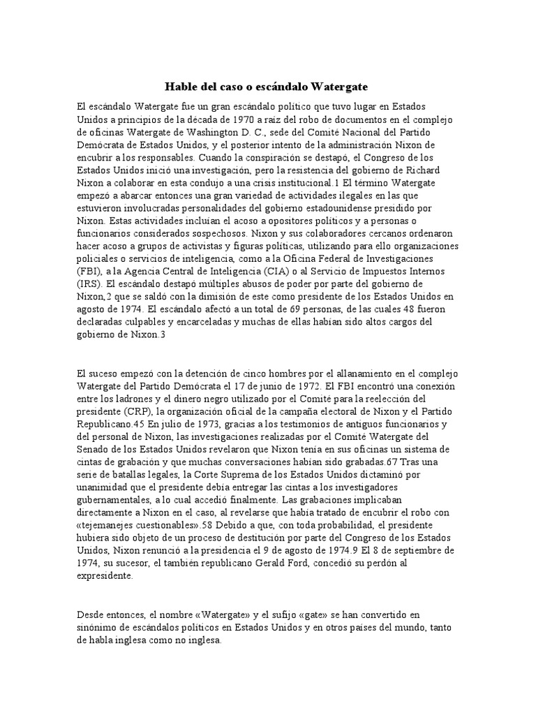 Caso Watergate 2 | PDF | El escándalo de Watergate | Viajes por los ...