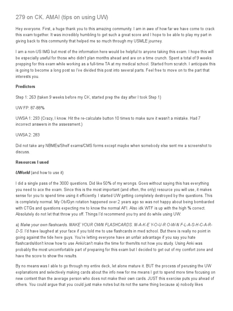 279 On CK. AMA! (Tips On Using UW) - Step2 | PDF | United States ...