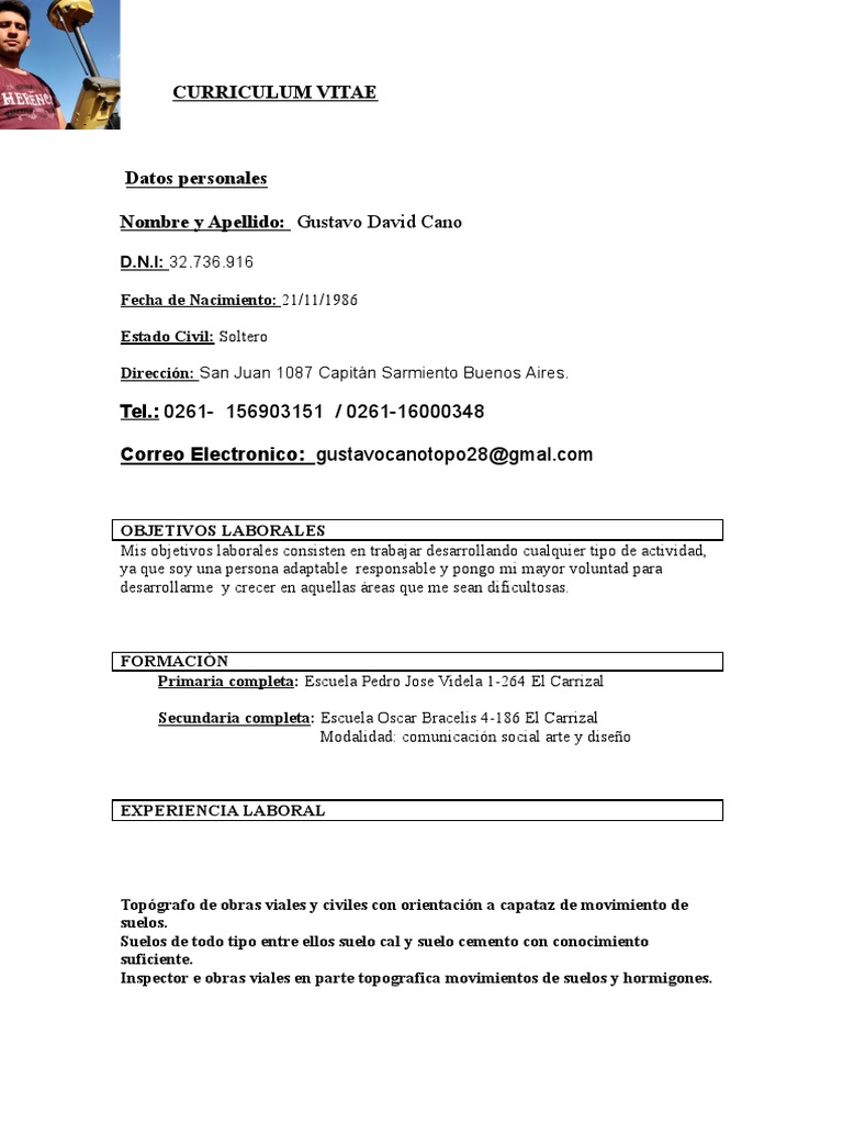 Curriculum Vitae Gustavo Cano | PDF