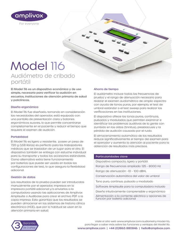 Brochure-Amplivox 116 - Esp | PDF | USB | Tinnitus