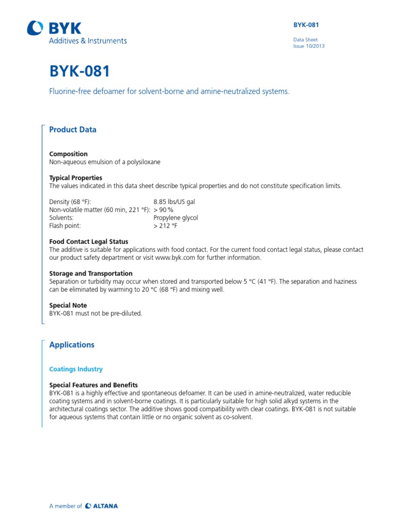 TDS Byk-081 Us | PDF | Paint | Physical Sciences