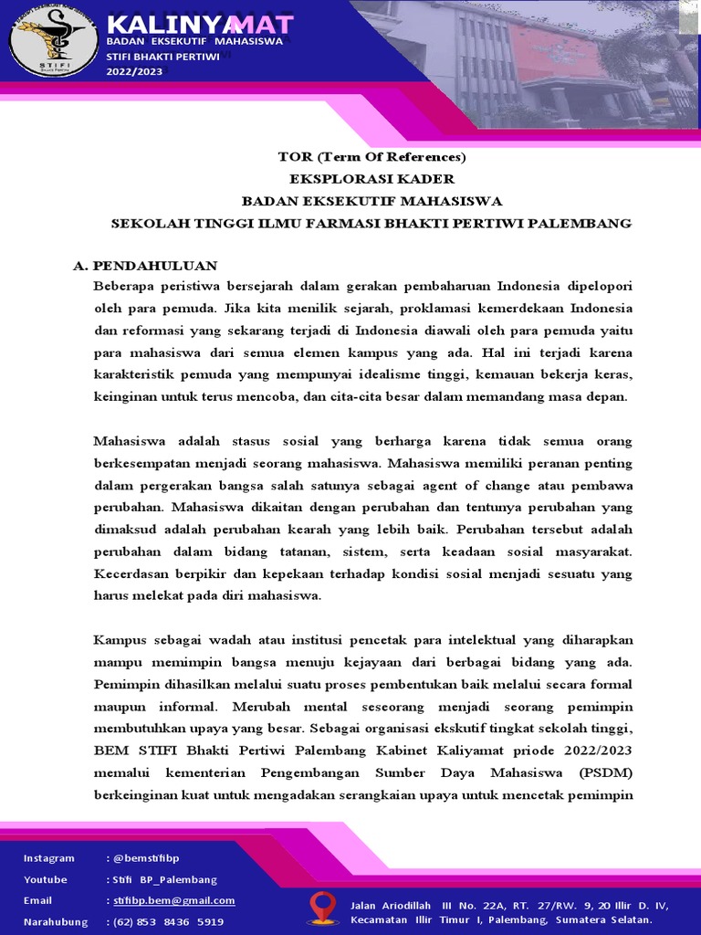 TOR EKSPLORASI KADER.docx | PDF